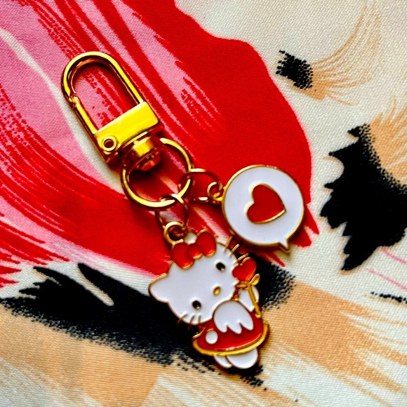 Accessories | New Hello Kitty Gold And Red Keychainbag Charm | Poshmark
